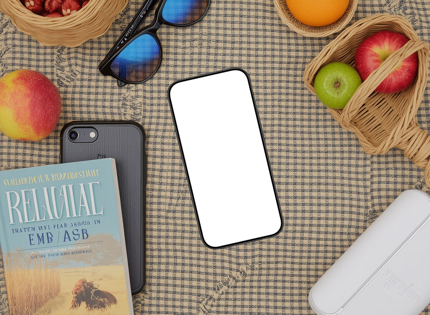 Free iPhone Mockup — smartphone, picnic, summer, blanket, outdoor ...